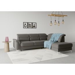 Sit & More Ecksofa SIT & MORE, B:251cm H:85cm T:220cm, grau, 100% Polyester, Wohnzimmer, Sofas, "Sinatra L-Form", mit Ottomane, optional mit Kopfteilverstellung