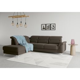 Sit & More Ecksofa SIT & MORE, B:251cm H:85cm T:220cm, braun, 90% Polyester, 10% Polyamid, Wohnzimmer, Sofas, "Sinatra L-Form", mit Ottomane, optional mit
