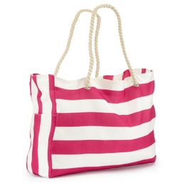 Vivance Damen Shopper "Strandtasche", pink, Textil, gestreift, mehrfarbig, Taschen, Schultertasche, Sommertasche, Handtasche, Tragetasche VEGAN