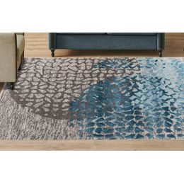 Teppich Kayoom, B:160cm H:5mm L:230cm, blau, Polyester, Wohnzimmer, Teppiche, "Dilan 400"