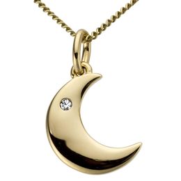 Firetti Damen Kettenanh&auml;nger "Schmuck Geschenk Gold 333 Halsschmuck Anh&auml;nger f&uuml;r Halskette Mond", 0,01 P2 = erkennbare Einschl&uuml;sse, Diamanten