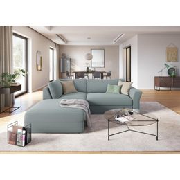 Sit & More Ecksofa SIT & MORE, B:243cm H:80cm T:198cm, blau, Samtoptik (100% Polyester);Soft clean (98% Polyester, 2% Polyamid);Struktur fein (100% Polyester),
