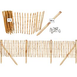 TETZNER & JENTZSCH Gartenzaun "Rollzaun Rosswell 5", H/L: 90cm x 35m, Pfosten: 24 Stk., beige, TETZNER & JENTZSCH, Zaunelemente, 90 cm hoch, 7 Elemente f&uuml;r 35 Meter