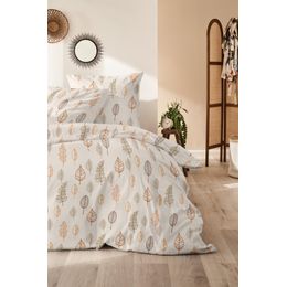 Bettw&auml;sche Primera, beige, Biber, Obermaterial: 100% Baumwolle, Bettw&auml;sche, "Biber-Bettw&auml;sche Autum Leaf", mit floralen Motiven
