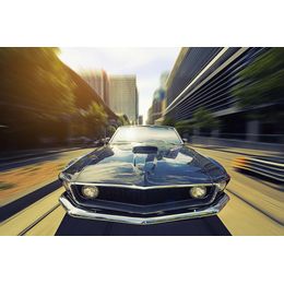 papermoon Fototapete "OLDTIMER-VINTAGE MUSTANG AUTO VINTAGE CARS RACING DEKO", B/L: 3,5m x 2,6m, Bahnen: 7 Stk., bunt, Schlafzimmer, Tapeten