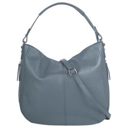 CLUTY Damen Shopper, blau, Leder, leicht gl&auml;nzend, unifarben, Taschen, echt Leder, Made in Italy