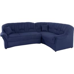 Ecksofa DOMO collection, B:256cm H:91cm T:200cm, blau, Luxus-Microfaser (100% Polyester), mit Muster;Struktur (100% Polyester), Wohnzimmer, Sofas,