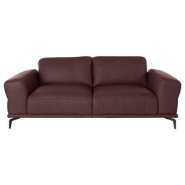 2,5-Sitzer W.Schillig, B:212cm H:78cm T:94cm, braun, Sofas, "montanaa", mit Metallf&uuml;&szlig;en in Schwarz pulverbeschichtet, Breite 212 cm