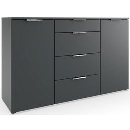 Kombikommode wimex, B:135cm H:84cm T:41cm, grau, Spanplatte, Schlafzimmer, Sideboards, "Level by fresh to go", 2-t&uuml;rig, mit 4 Schubladen und