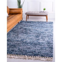 Hochflor-Teppich, B:66cm H:32mm L:91cm, blau, MyFlair M&Ouml;BEL & ACCESSOIRES, Polypropylen (PP), Teppiche, "Top Shag, LAGERR&Auml;UMUNG", gewebt, melierte