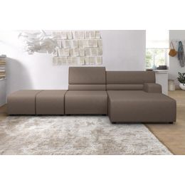 Ecksofa Egoitaliano, B:384cm H:80cm T:98cm, braun, Luxus-Micofaser Lederoptik (100% Polyester) ist ein neues technisches Gewebe mit einem visuellen