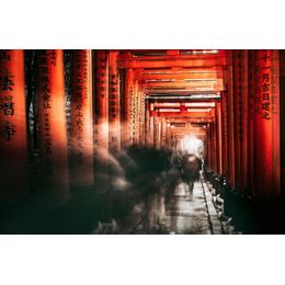 papermoon Fototapete "Photo-Art CARMINE CHIRIACO, FUSHIMI-INARI-SCHREIN", B/L: 5m x 2,8m, Bahnen: 10 Stk., bunt, Schlafzimmer, Tapeten