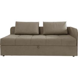 Schlafsofa Alina, B:205cm H:73cm T:95cm, grau, Chenille EQE (100% Polyester), Jugendzimmer, Sofas, "Marla", inkl. Stauraum & 2 R&uuml;ckenkissen, Armlehne
