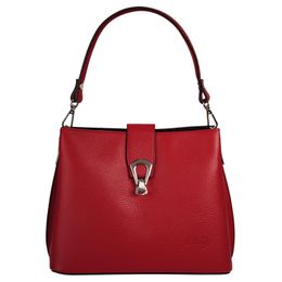 CLUTY Damen Umh&auml;ngetasche, rot, Leder, leicht gl&auml;nzend, unifarben, Taschen, echt Leder, Made in Italy