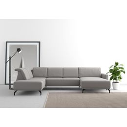 Sit & More Wohnlandschaft SIT & MORE, B:337cm H:84cm T:205cm, grau, Sofas, "Bailando U-Form", wahlweise mit Kopfteilverstellung und Vorziehsitz, motorisch