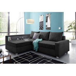 Ecksofa Collection AB, B:223cm H:84cm T:91cm, schwarz, Zierkissen: 100%Polyester;Struktur (100% Polyester);Microfaser PRIMABELLE (100%