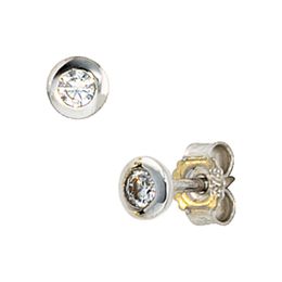 Jobo Damen Paar Ohrstecker, 3,9mm, Wei&szlig;gold 375, wei&szlig;, Wei&szlig;gold 375, Ohrringe, rund 375 Wei&szlig;gold mit Zirkonia