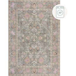 Teppich FLAIR RUGS, B:190cm H:4mm L:290cm, gr&uuml;n, Kunstfaser, Wohnzimmer, Teppiche, "Una", Waschbarer Traditioneller Teppich