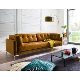 3-Sitzer TRENDS BY HG, B:228cm H:75cm T:92cm, braun, Sofas, "Landau", in Cord-Stoff mit Metallfu&szlig;