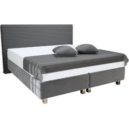 Boxspringbett, L:210cm, grau, Westfalia Schlafkomfort, 80% Baumwolle/20% Polyester;Polsterwatte: 100% Polyester, Komplettbetten, "Sven", inkl.