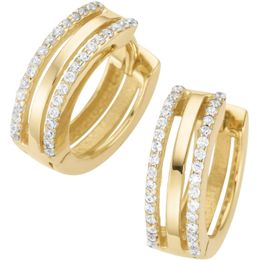 Firetti Damen Paar Creolen "Schmuck Geschenk Gold 375 Ohrschmuck Ohrringe Klappcreolen", 13,5mm, Gelbgold 375, gold, Gelbgold 375, Ohrringe, mit