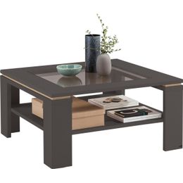 Couchtisch, B:90cm H:45cm T:90cm, grau, SET ONE BY Musterring, Wohnzimmer, Tische, "TACOMA", Typ 65 und 66, mit get&ouml;nter Glasplatte