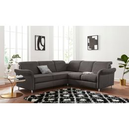 Sit & More Ecksofa SIT & MORE, B:249cm H:83cm T:229cm, grau, Wohnzimmer, Sofas, "Darwin L-Form", inklusive Federkern, wahlweise mit Kopfteilverstellung,