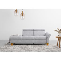 Recamiere Home Affaire, B:206cm H:84cm T:93cm, silber, 100% Polyester, Sofas, "Lindgren", wahlweise motorische TV-Funktion, Bettkasten und