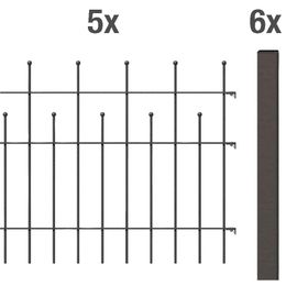 Alberts Metallzaun "Madrid", H/L: 73,5cm x 10m, Pfosten: 6 Stk., grau, Garten, Zaunelemente, H&ouml;he: 49,5, 73,5 und 98,5 cm, Gesamtl&auml;nge: 10 m, zum