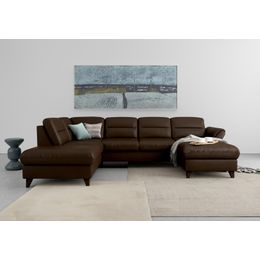 Sit & More Wohnlandschaft SIT & MORE, B:306cm H:87cm T:212cm, braun, 100% Polyester, Sofas, "Mellum U-Form", Federkern, wahlweise mit Bettfunktion, Stauraum und