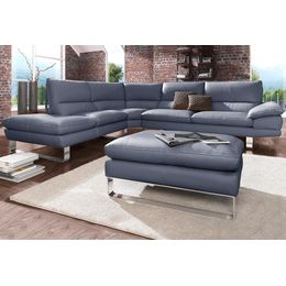 Ecksofa Calia italia, B:297cm H:87cm T:97cm, blau, NaturLeder Sorrento;Leder Bull, Wohnzimmer, Sofas, "Dave, italienisches Designsofa mit