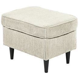 Hocker, B:63cm H:43cm T:42cm, beige, ED EXCITING DESIGN, 92% Polyester, 8% Nylon, Wohnzimmer, Hocker, "Oskar", mit Massivholzf&uuml;&szlig;en