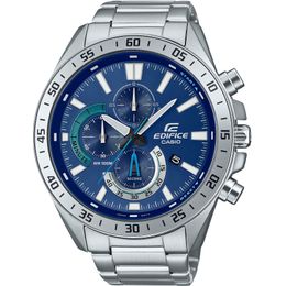 CASIO EDIFICE Damen Chronograph, silber, Armbanduhren, Quarzuhr,Armbanduhr,Herrenuhr, Edelstahlarmband, bis 10bar wasserdicht