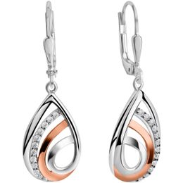 Firetti Damen Paar Ohrh&auml;nger "Schmuck Geschenk Silber 925 Ohrschmuck Ohrringe Tropfen bicolor", Silber 925 (Sterlingsilber), rosa, Silber 925