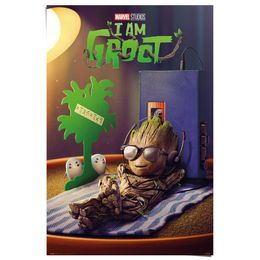 Poster Reinders, B:61cm H:91,5cm T:0,1cm, gr&uuml;n, Papier, Kinderzimmer, Bilder, "Marvel Groot - get your groot on"