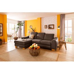 Ecksofa Home Affaire, B:264cm H:86cm T:170cm, braun, Luxus-Microfaser Florence (100% Polyester);Struktur fein (100% Polyester);Luxus-Microfaser