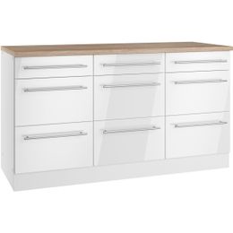 Unterschrank KOCHSTATION, B:150cm H:85cm T:60cm, wei&szlig;, K&uuml;che, Schr&auml;nke, "KS-Wien", edel aussehende gestiftete Fronten