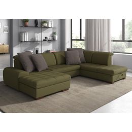 Sit & More Wohnlandschaft SIT & MORE, B:329cm H:82cm T:224cm, gr&uuml;n, Luxus-Microfaser ALTARA NUBUCK (100% Polyester);Soft clean (98% Polyester, 2%