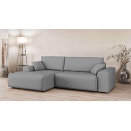 Ecksofa Home Affaire, B:266cm H:90cm T:164cm, grau, 100% Polyester, Wohnzimmer, Sofas, "Santenay mit Bettfunktion und Bettkasten, Ma&szlig;e: B/T/H