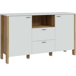 Sideboard FORTE, B:146,4cm H:86,5cm T:41,6cm, grau, Spanplatte, Wohnzimmer, Sideboards, "Saitama"