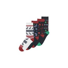 Only & Sons ONLY & SONS Herren Freizeitsocken "ONSXMAS SOCKS 4-PACK CALENDAR"schwarz aop:cc, merry x, xmas dec, reindeer, Baumwollmischung, bedruckt, Socken