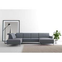Sit & More Wohnlandschaft SIT & MORE, B:337cm H:84cm T:205cm, blau, Sofas, "Bailando U-Form", wahlweise mit Kopfteilverstellung und Vorziehsitz, motorisch