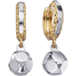 Firetti Damen Paar Creolen "Schmuck Geschenk Gold 375 Ohrschmuck Ohrringe Bicolor", 12mm, Gelbgold 375, gold, Gelbgold 375, Ohrringe