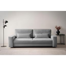 Schlafsofa, B:250cm H:90cm T:108cm, grau, LeGer Home by Lena Gercke, Jugendzimmer, Sofas, "Imoga, Polster mit Schlaffunktion, 3-Sitzer Sofa, Couch