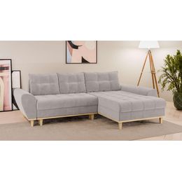Ecksofa Home Affaire, B:268cm H:86cm T:175cm, grau, 100% Polyester, Wohnzimmer, Sofas, "Ahrdorf mit Bettfunktion und Bettkasten, Ma&szlig;e: B/H/T