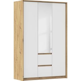 Dreht&uuml;renschrank Rauch, B:141cm H:212cm T:58cm, wei&szlig;, Holzwerkstoff, Schr&auml;nke, "Mainz mit Spiegel und Passepartout", optional mit Beleuchtung,