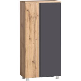 Midischrank Welltime, B:65cm H:130cm T:35cm, grau, MDF, Badezimmer, Schr&auml;nke, "S&ouml;lden"