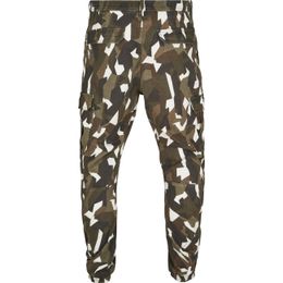 Urban Classics Herren Cargohose "Urban Classics Herren Geometric Camo Stretch Twill Cargo Pants", gr&uuml;n, Gr. 34, 98% Baumwolle, 2% Elasthan, Hosen