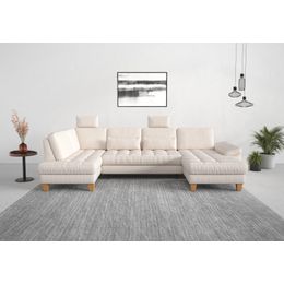 Sit & More Wohnlandschaft SIT & MORE, B:338cm H:88cm T:172cm, beige, 100% Polyester, Sofas, "Westham U-Form", wahlweise mit Bettfunktion, Bettkasten,