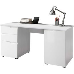 Schreibtisch BEGA OFFICE, B:158cm H:76cm T:67cm, wei&szlig;, Jugendzimmer, Tische, "Spice", Home Office Desk mit Griffmulden, in 2 Breitenvarianten
